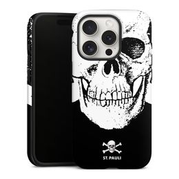 DeinDesign iPhone 15 Pro Handy Panzer Handyh&uuml;lle robuste Outdoor H&uuml;lle Schutzh&uuml;lle matt Totenkopf Fc St. Pauli Official Licensed Product Tough Case