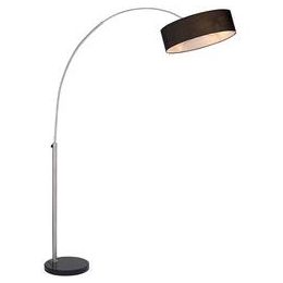 Bogenlampe Wohnzimmer Stehlampe schwarz Bogenleuchte 3 flammig Bogenlampe für Esstisch, mit Marmorfuß Texilschirm, 3x E27, LxH 160 x 200 cm