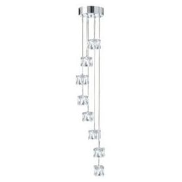 5W Ice Cube Led , 8Flammiger Multi-Drop, Klarglas Schirme, Chrome 3000K klar