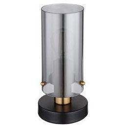Globo Tischlampe Rauchglas Nachttischleuchte Retro Glas Schlafzimmer Beistellleuchte schwarz, Metall Glas, 1x E27 Fassung, DxH 12x26 cm