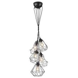 Hängeleuchte Esszimmerlampe Pendelleuchte Gitter Vintage Hängelampe 5 Flammig schwarz, Metall, verschiedene Formen, 5x E27, DxH 50x150 cm