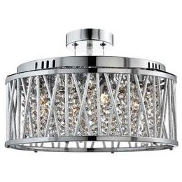 Decken Hänge Lampe Pendel Leuchte Chrom Aluminium Glas Kristalle Wohn Zimmer