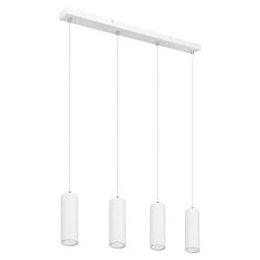 Hängeleuchte Pendellampe weiß Wohnzimmerleuchte 4-flammig Deckenlampe hängend, Metall, 4x GU10 Fassungen, LxBxH 65x6x120 cm