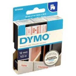 Dymo Originalband 45015 rot auf weiß 12mm x 7m