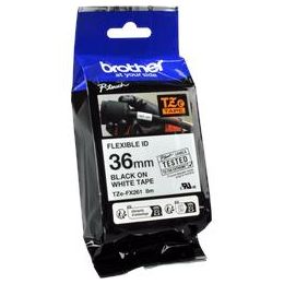 Brother P-Touch Band TZe-FX261 schwarz auf weiß 36mm / 8m flexibel laminiert