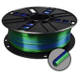 W&P WhiteBOX 3D-Filament Seiden-PLA Magic blau+grün mit Perlglanz 1.75mm 1000g Spule