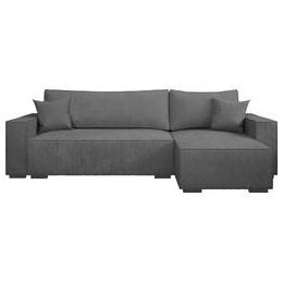 Ecksofa Inosign "Winton Cordsofa / Schlafsofa 253 cm" Sofas Gr. B/H/T: 253cm x 88cm x 154cm, Cord, grau Cord, Recamiere wechselbar, Schlaffunktion ( 130208cm), Bettkasten