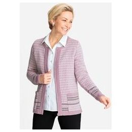 Classic Dog Jacquardstrickjacke CLASSIC Gr. 52, lila (mauve-ecru-gemustert) Damen Strickjacken