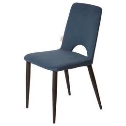 Polsterstuhl Tom Tailor HOME "T-VELVET CHAIR" Stühle Gr. B/H/T: 56cm x 86cm x 48cm, 2 St., Samtstoff STC, Metall, blau (ink blue stc 6 + schwarz)