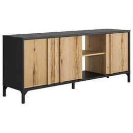 TV-Board GAMI "Esteban" Sideboards Gr. B/H/T: 160cm x 66cm x 40cm, schwarz (schwarz/eiche helvezia/eiche helvezia)