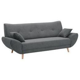 3-Sitzer Home Affaire "Basta" Sofas Gr. B/H/T: 205cm x 80cm x 82cm, Chenille, grau (dunkelgrau)