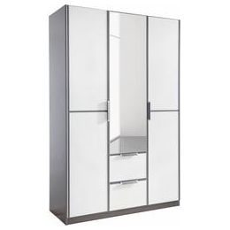 Kleiderschrank Rauch "Essensa", weiß (graumetallic, weiß), B:136cm H:210cm T:54cm, Holzwerkstoff, Schränke