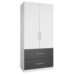 Kleiderschrank Rauch "Alvor" Schränke Gr. B/H/T: 91 cm x 197 cm x 54 cm, ohne Spiegel, 2 St., schwarz-weiß (weiß, graumetallic) Drehtürenschrank Kleiderschrank Schränke