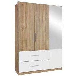 Kleiderschrank Rauch "Alvor" Schränke Gr. B/H/T: 136 cm x 197 cm x 54 cm, mit Spiegel, 3 St., weiß (struktureichefarben hell, weiß) Drehtürenschrank Kleiderschrank Schränke