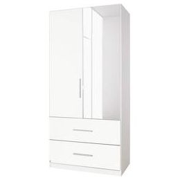 Kleiderschrank Rauch "Alvor" Schränke Gr. B/H/T: 91 cm x 197 cm x 54 cm, mit Spiegel, 2 St., weiß (weiß uni) Drehtürenschrank Kleiderschrank Schränke