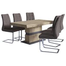 Essgruppe ByLiving Sitzmöbel-Sets Gr. B/H/T: 160cm x 95,5cm x 62cm, Kunstleder, Einlegeplatte, ausziehbar, braun (braun + schwarz)