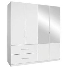 Kleiderschrank Rauch "Alvor" Schränke Gr. B/H/T: 181 cm x 197 cm x 54 cm, mit Spiegel, 4 St., weiß (weiß uni) Drehtürenschrank Kleiderschrank Schränke