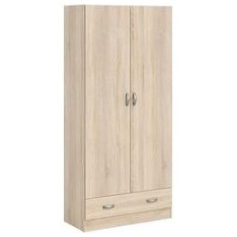 Kleiderschrank Inosign "Space Drehtürenschrank, Aufbewahrung Kasten Schrank Stauraum" Schränke Gr. B/H/T: 79,4 cm x 170,4 cm x 35,7 cm, 2 St., braun (eiche) Baby Kinderkleiderschrank Kleiderschrank Drehtürenschrank 2 Türen, 3 Einlegeböden und 1 breite Schublade, Breite 79 cm