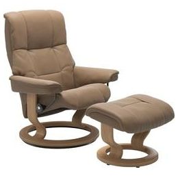 Relaxsessel stressless "Mayfair" Sessel Gr. Leder PALOMA, Classic Base Eiche, Relaxfunktion-Drehfunktion-PlusTMSystem-Gleitsystem, B/H/T: 75cm x 99cm x 73cm, braun (almond paloma) mit Hocker, Classic Base, Größe S, M & L, Gestell Eiche