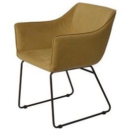 Schalenstuhl Tom Tailor HOME "T-VELVET ARMCHAIR" Stühle Gr. B/H/T: 56cm x 82cm x 61cm, 2 St., Samtstoff STC, Metall, goldfarben (gold mustard)