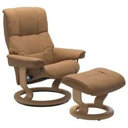 Relaxsessel stressless "Mayfair" Sessel Gr. Leder PALOMA, Classic Base Eiche, Relaxfunktion-Drehfunktion-PlusTMSystem-Gleitsystem, B/H/T: 79 cm x 101 cm x 73 cm, braun (taupe paloma) mit Hocker, Classic Base, Größe S, M & L, Gestell Eiche