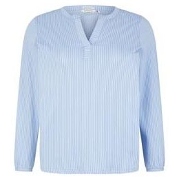 Tom Tailor Damen Plus - Gestreiftes Blusenshirt, blau, Streifenmuster, Gr. 48