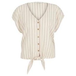 Tom Tailor DENIM Damen Bluse mit Knotendetail, weiß, Streifenmuster, Gr. XL