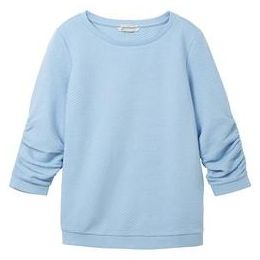 Tom Tailor DENIM Damen Strukturiertes Sweatshirt, blau, Uni, Gr. M