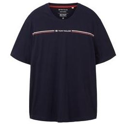 Tom Tailor Herren Plus - T-Shirt mit Print, blau, Logo Print, Gr. 5XL