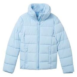 Tom Tailor Damen Puffer-Jacke mit Stehkragen, blau, Uni, Gr. L