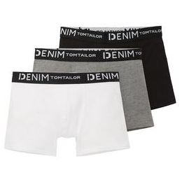 Tom Tailor DENIM Herren Boxershorts im Dreierpack, grau, Uni, Gr. S