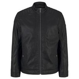 Tom Tailor Herren Bikerjacke aus Kunstleder, schwarz, Gr. XXL