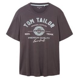 Tom Tailor Herren Plus - T-Shirt mit Logo Print, schwarz, Logo Print, Gr. 4XL