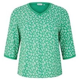 Tom Tailor Damen Plus - Gemustertes Shirt, grün, Blumenmuster, Gr. 46