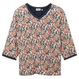 Tom Tailor Damen Plus - Gemustertes Shirt, orange, Blumenmuster, Gr. 44