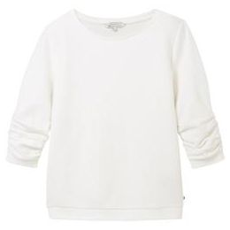 Tom Tailor DENIM Damen Strukturiertes Sweatshirt, weiß, Uni, Gr. L