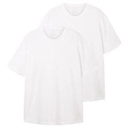 Tom Tailor Herren Plus - T-Shirt im Doppelpack, weiß, Uni, Gr. 4XL