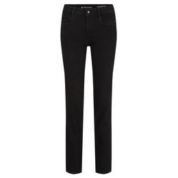 Tom Tailor Damen Alexa Straight Jeans, schwarz, Logo Print, Gr. 27/32