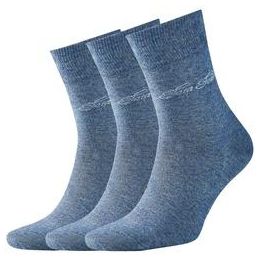 Tom Tailor Damen Dreierpack Basic Socken, blau, Textprint, Gr. 35-38
