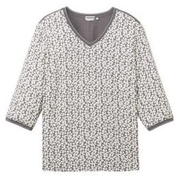Tom Tailor Damen Plus - Gemustertes Shirt, grau, Blumenmuster, Gr. 50
