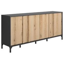 Sideboard GAMI "Esteban" Sideboards Gr. B/H/T: 180cm x 81cm x 40cm, schwarz (schwarz/eiche helvezia/eiche helvezia)