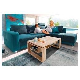 Jockenhöfer Ecksofa JOCKENHÖFER GRUPPE "Orlando L-Form" Sofas Gr. B/H/T: 257cm x 82cm x 215cm, Luxus-Microfaser ALCATOP-Struktur, Ottomane beidseitig montierbar, mit 3 Kopfstützen, blau (petrol) mit Bettfunktion, Bettkasten und Federkern, 1 oder 3 Kopfstützen