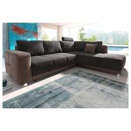 Jockenhöfer Ecksofa JOCKENHÖFER GRUPPE "Orlando L-Form" Sofas Gr. B/H/T: 257cm x 82cm x 215cm, Kunstleder SOFTLUX-Struktur, Ottomane beidseitig montierbar, mit 1 Kopfstütze, braun mit Bettfunktion, Bettkasten und Federkern, 1 oder 3 Kopfstützen