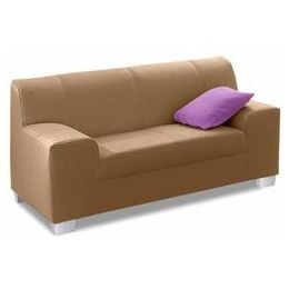 2-Sitzer DOMO collection "Amando" Sofas Gr. B/H/T: 142cm x 74cm x 79cm, NaturLEDER, ohne Funktion, beige (sand)