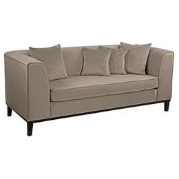 3-Sitzer Fink "Maxim", grau (taupe), B:202cm H:84cm T:85cm, Sofas, mit schmalem Holzsockel, inklusive 4 Zierkissen