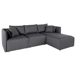 Ecksofa Andas "Nöre L-Form" Sofas Gr. B/H/T: 262cm x 74cm x 172cm, Webstoff, Inklusive 4 Zierkissen, Ottomane rechts, grau (mittelgrau) Sofas 3 Teile, in vielen Bezugsqualitäten und Farben. S. auch "Nöre"