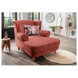 Loveseat Home Affaire "Tassilo" Sessel Gr. Velours, Loveseat, B/H/T: 121cm x 107cm x 147cm, orange (koralle)