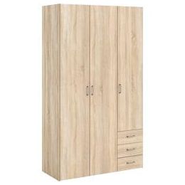 Kleiderschrank INOSIGN "Space Drehtürenschrank, Aufbewahrung Kasten Schrank Stauraum" Schränke Gr. B/H/T: 115,8 cm x 200,4 cm x 49,5 cm, 3 St., braun (eiche) Baby Kinderkleiderschrank Breite 78, 115,8 oder 154 cm, mit je 3 Schubkästen, innen Einlegeböden