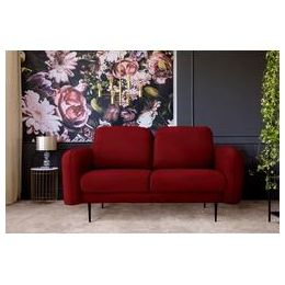 2-Sitzer LEONIQUE "Skidi" Sofas Gr. B/H/T: 185cm x 81cm x 93cm, Samtoptik, rot (dunkelrot)