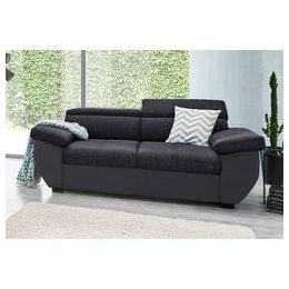 2-Sitzer COTTA "Speedway" Sofas Gr. B/H/T: 195cm x 74cm x 103cm, Kunstleder SOFTLUX-Struktur, mit Kopfteilverstellung, schwarz (schwarz, schwarz)